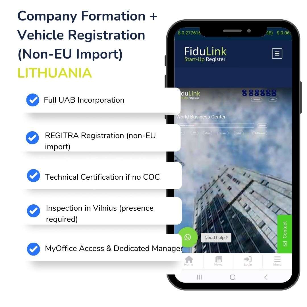 Lituânia | Criação de empresa UAB + Registro de veículo importado de ...